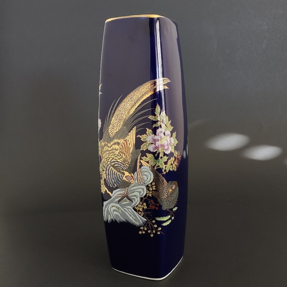Interpur | Accents | Vintage Japanese Cobalt Blue Gold Pheasants ...